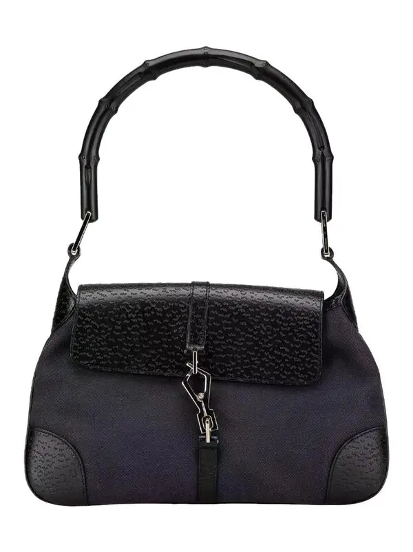 Gucci Canvas Bamboo Jackie Hobo Bag - Black