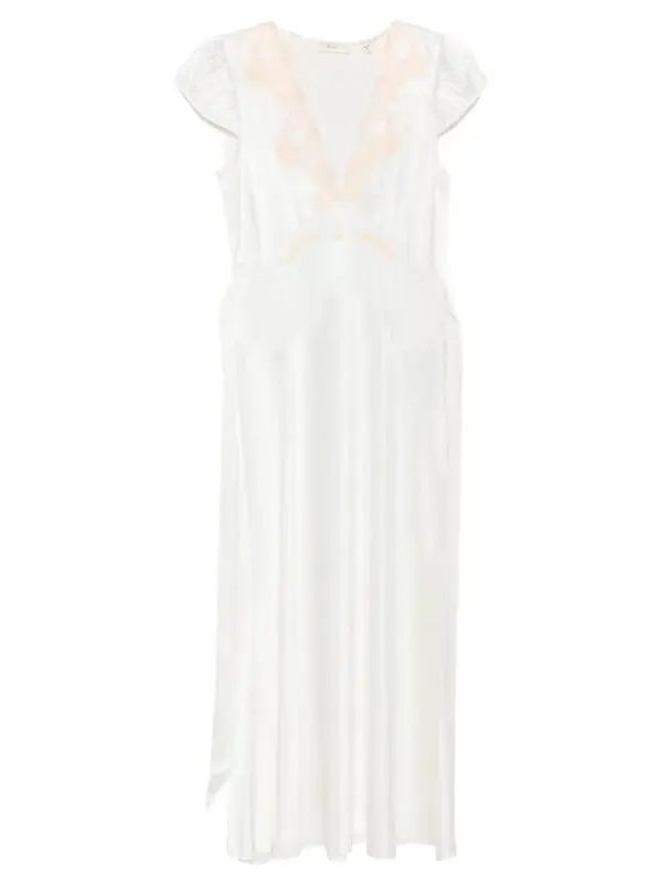 DÔEN Coraline Lace V-neck Midi Dress - White
