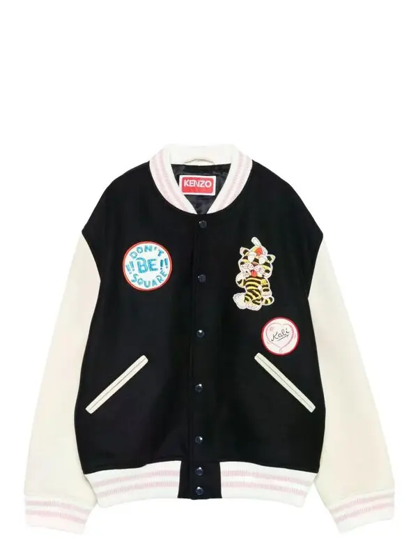 Kenzo Logo-patch Bomber Jacket - Blue