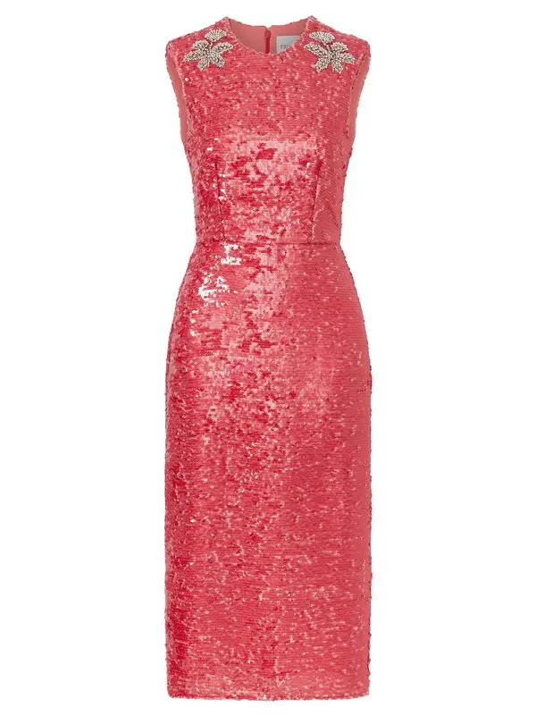 Erdem Crystal-embellished Sequined Satin Midi Dress - Pink