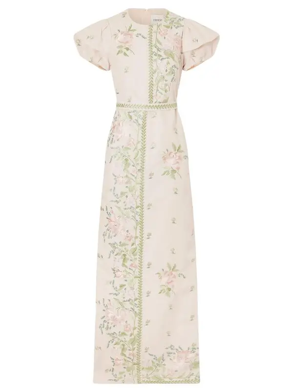 Erdem Floral-embroidered Cotton-faille Gown - Pink