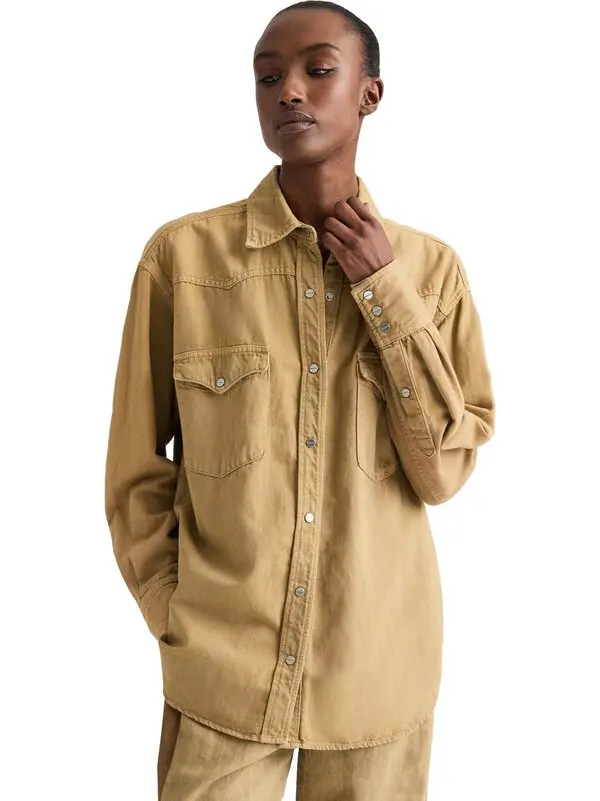 TWP Oversized Western Shirt In Natural Denim - Kelp