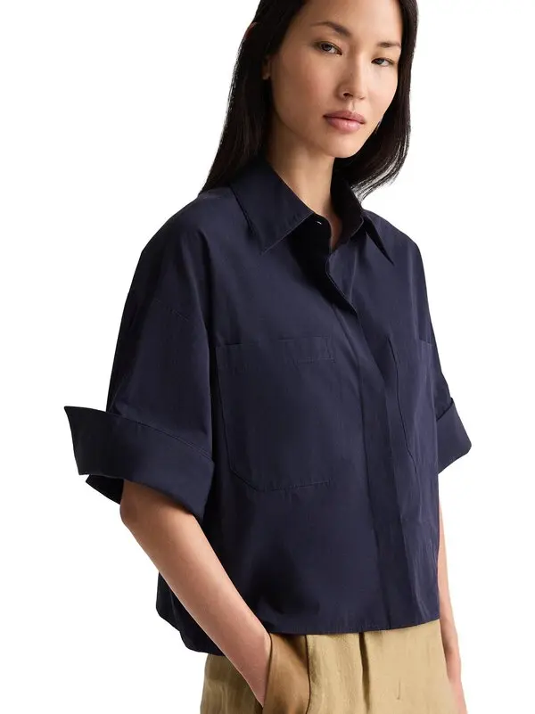 TWP My Newest Mistake Shirt In Cotton Shirting - Midnight