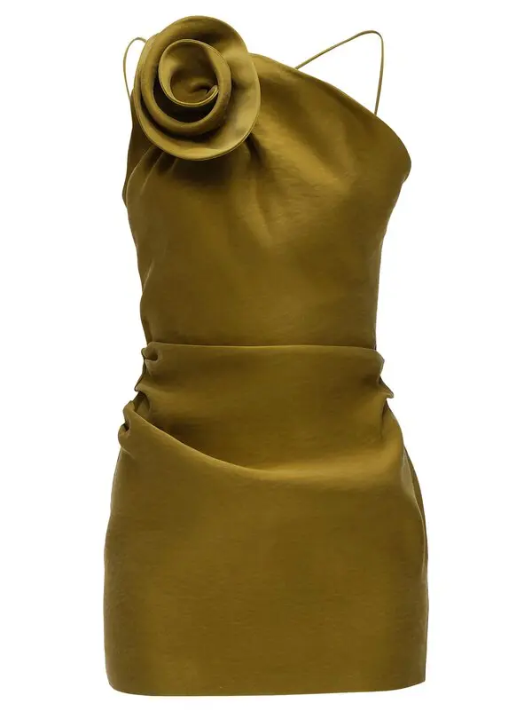 Magda Butrym Rosette-detailed Silk Mini Dress - Green