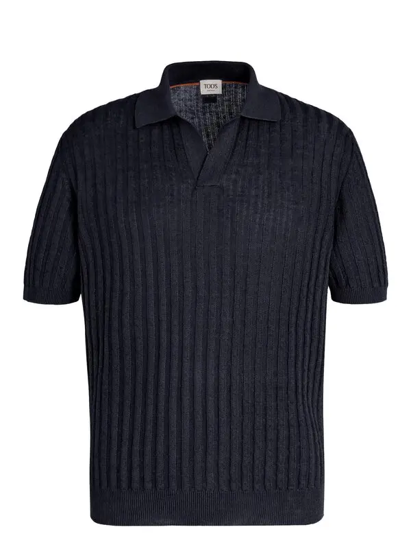 TOD'S Polo Shirt In Linen Knit - Blue