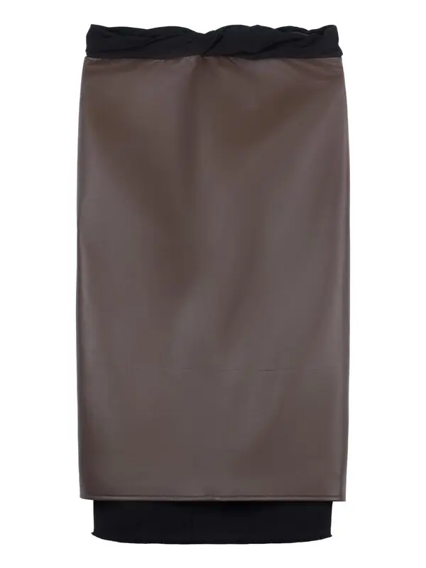 TOD'S Leather Midi Skirt - Brown