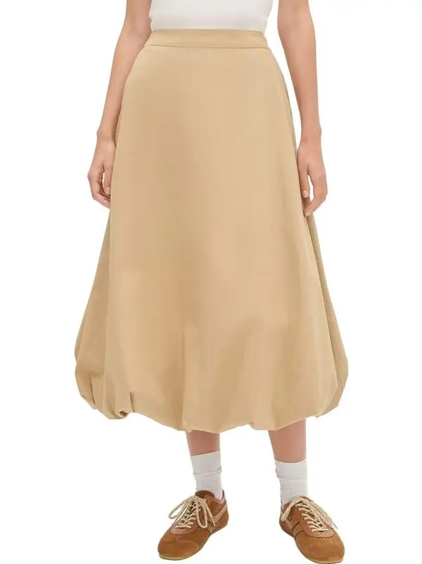 ALIGNE Organic Cotton Bubble Midi Skirt - Camel