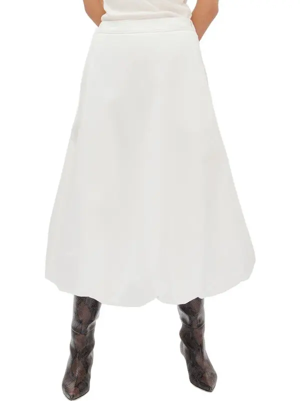 ALIGNE Organic Cotton Bubble Midi Skirt - White