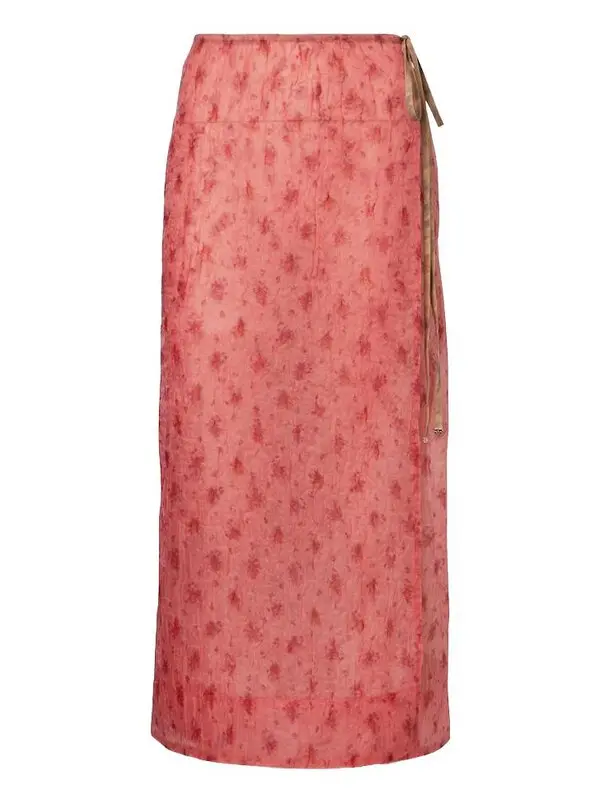 GANNI Printed Organza Wrap Skirt - Multicoloured