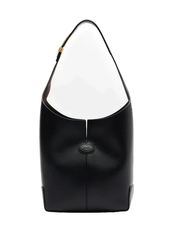 TOD'S Di Bag Folio Leather Shoulder Bag - Black