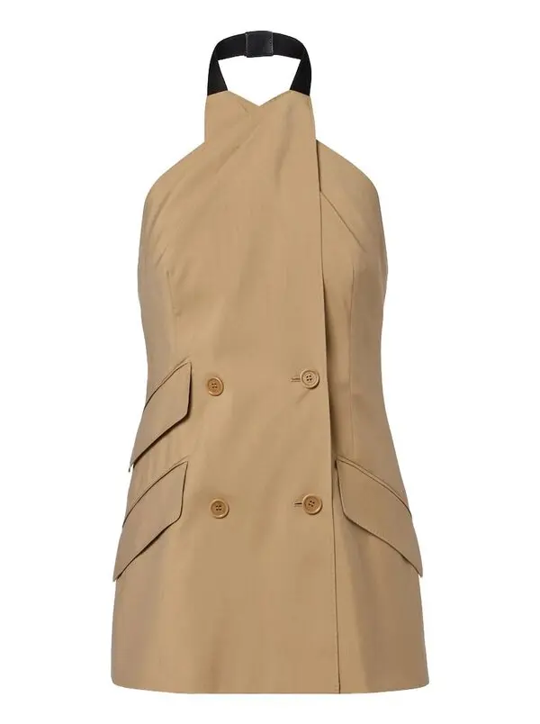 Max Mara Nuraghe Halterneck Wool And Silk Vest - Beige