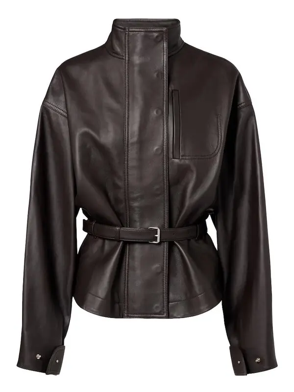 Jacquemus Ciro Belted Leather Jacket - Brown