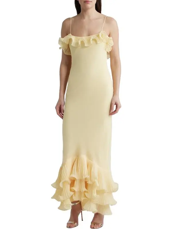 DELFI COLLECTIVE Delina Open Back Mermaid Gown - Butter Yellow