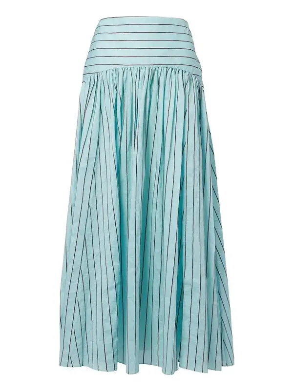 Staud Procida Striped Cotton-blend Maxi Skirt - Multicoloured