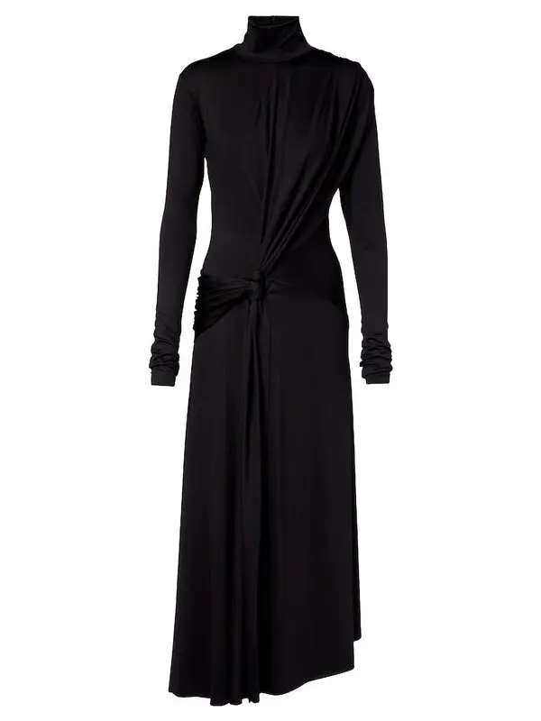 Victoria Beckham Gathered Turtleneck Midi Dress - Black