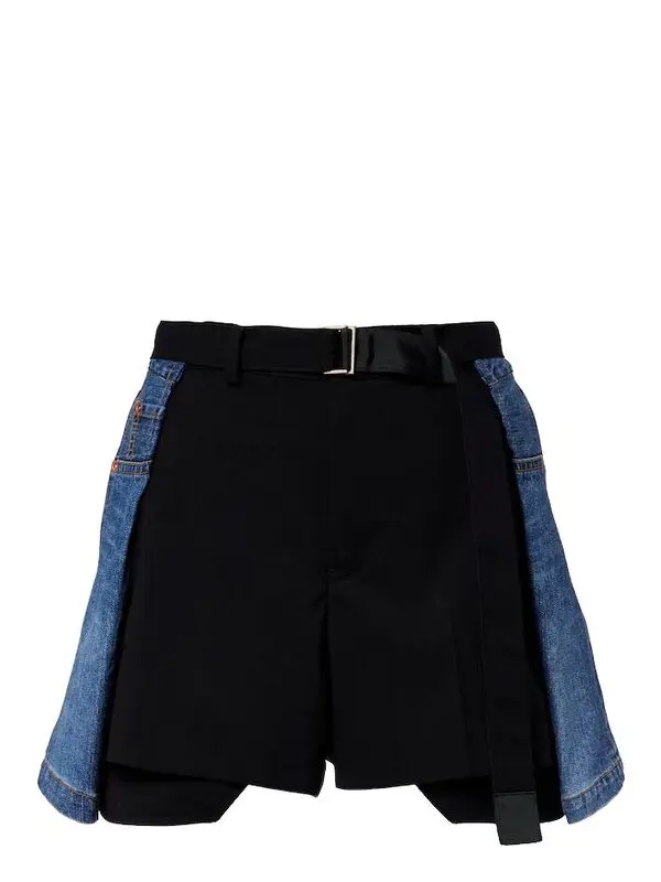 Sacai Paneled Denim Shorts - Blue