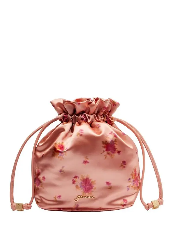 GANNI Floral Satin Pouch - Pink