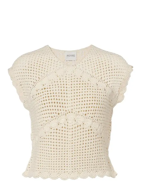 Posse Dylan Crochet Top - White