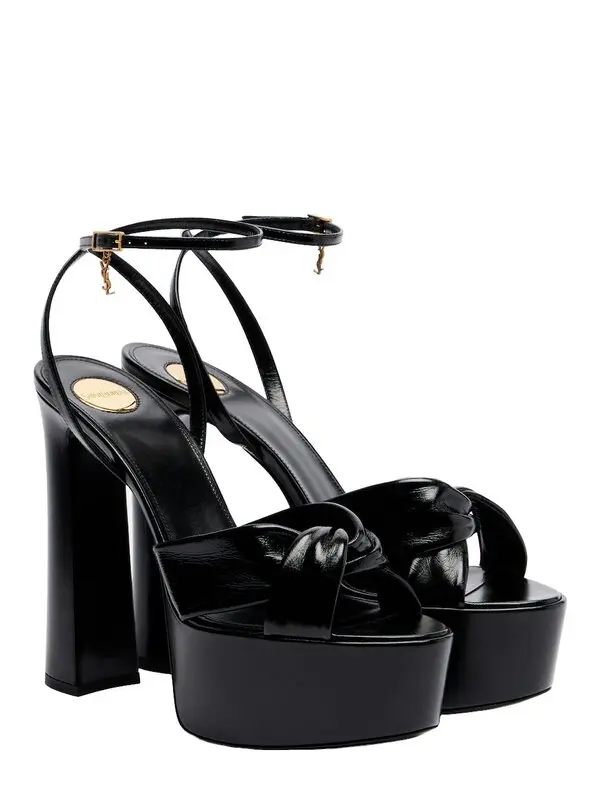 Saint Laurent Franciane Leather Platform Sandals - Black