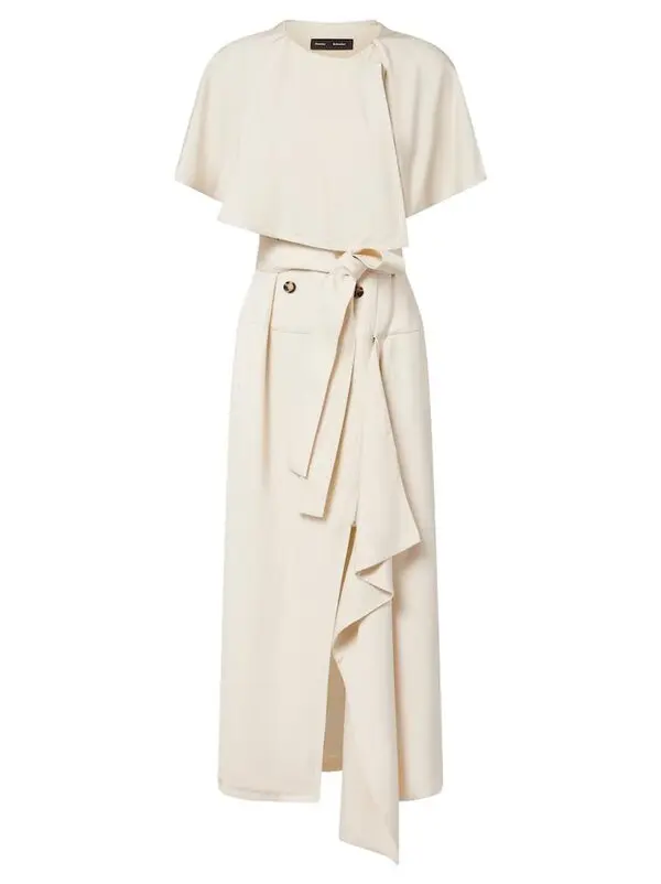 Proenza Schouler Isolde Caped Twill Midi Dress - Beige