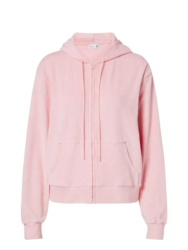 Hunza G Logo Cotton Terry Zip-up Hoodie - Pink