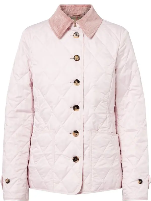 Burberry Corduroy-trimmed Quilted Jacket - Pink