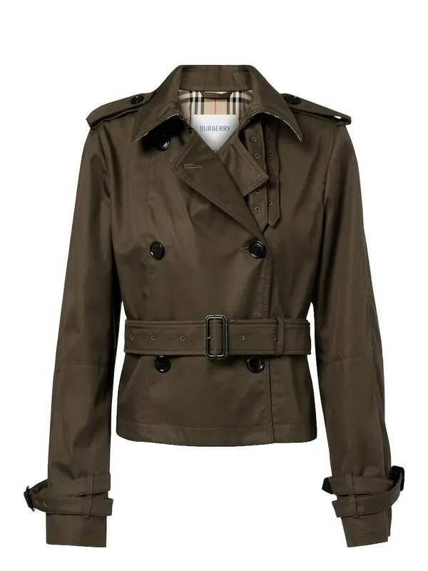 Burberry Cropped Cotton Gabardine Trench Jacket - Green