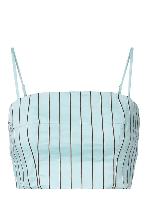 Staud Federico Striped Cotton-blend Crop Top - Blue