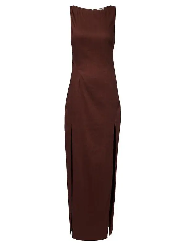 Staud Costa Linen-blend Maxi Dress - Brown