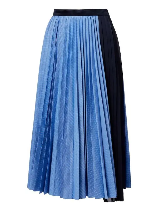 Sacai Striped Cotton-blend Poplin Midi Skirt - Blue