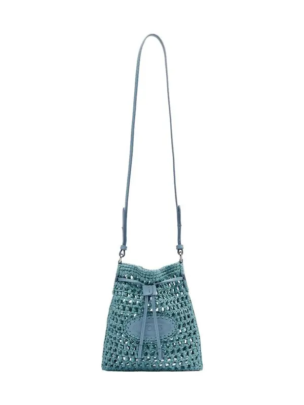 TOD'S Mini Raffia-effect Bucket Bag - Blue