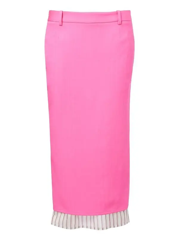 Attico Virgin Wool Pencil Skirt - Pink