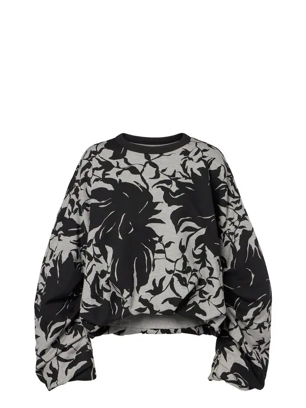Dries Van Noten Floral Cotton Jersey Sweatshirt - Black