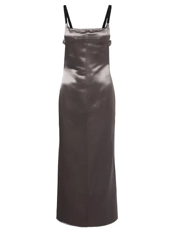Attico Open-back Satin Midi Dress - Grey