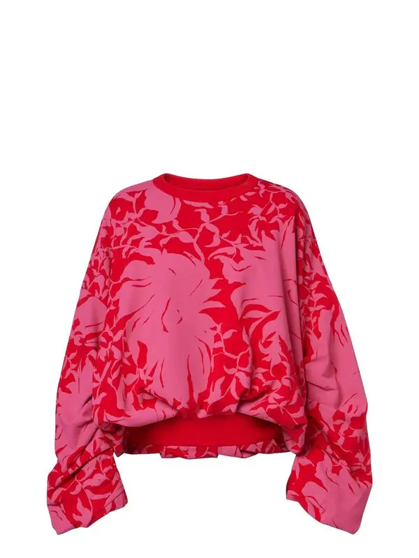 Dries Van Noten Draped Floral Cotton Jersey Sweatshirt - Red