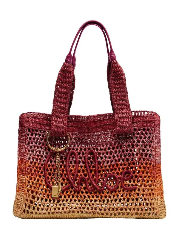 Chloé East-west Raffia Tote Bag - Red