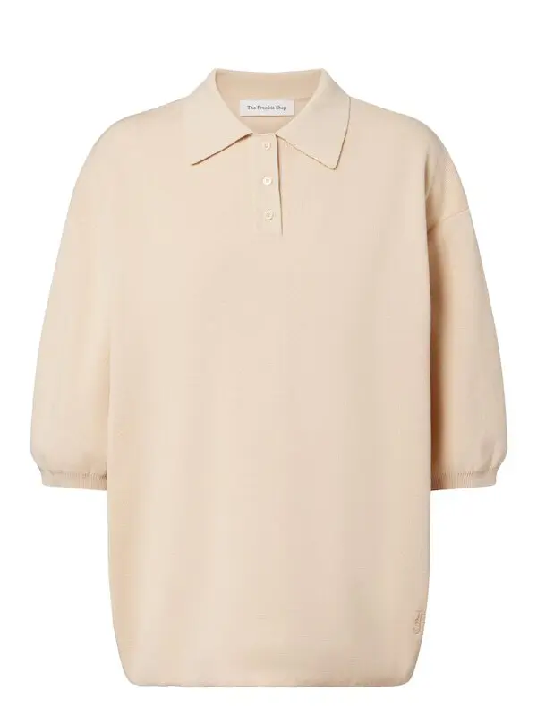 THE FRANKIE SHOP Nola Cotton Polo Sweater - Beige
