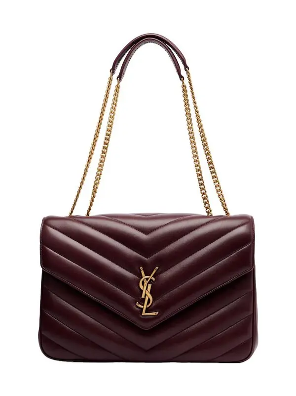 Saint Laurent Loulou Large Leather Shoulder Bag - Burgundy