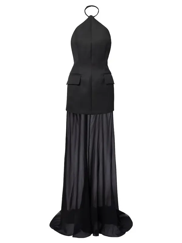 Sportmax Pinne Silk-trimmed Maxi Dress - Black