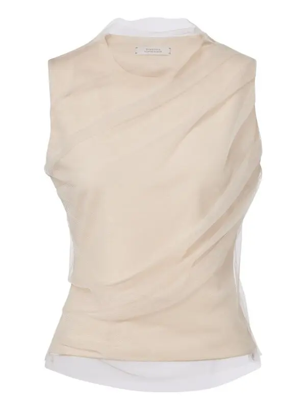 Dorothee Schumacher Draped Tulle Top - Beige