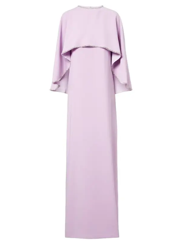 Costarellos Crystal-embellished Caped Gown - Purple