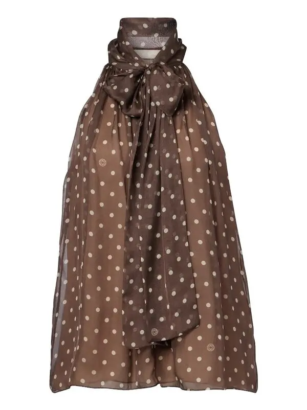 Elie Saab Polka-dot Tie-neck Top - Brown
