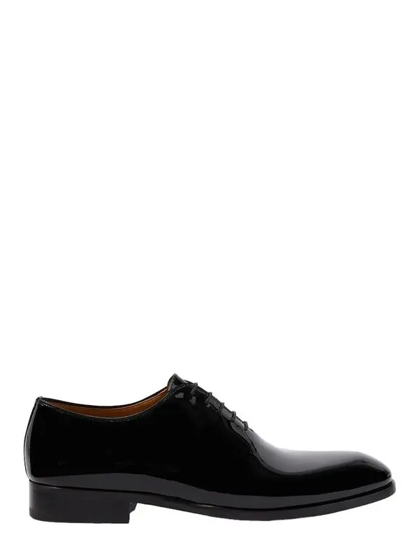 Magnanni Fleur Patent Leather Oxford Shoes - Black