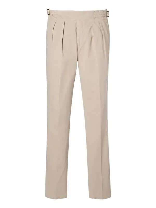 Rubinacci Manny Cotton Twill Tapered Trousers - Beige