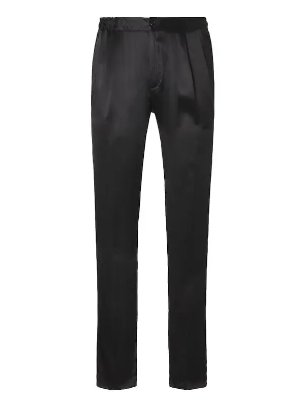Rubinacci Reversible Silk Straight Pants - Black