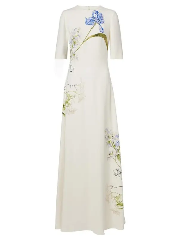 Monique Lhuillier Floral Gown - White