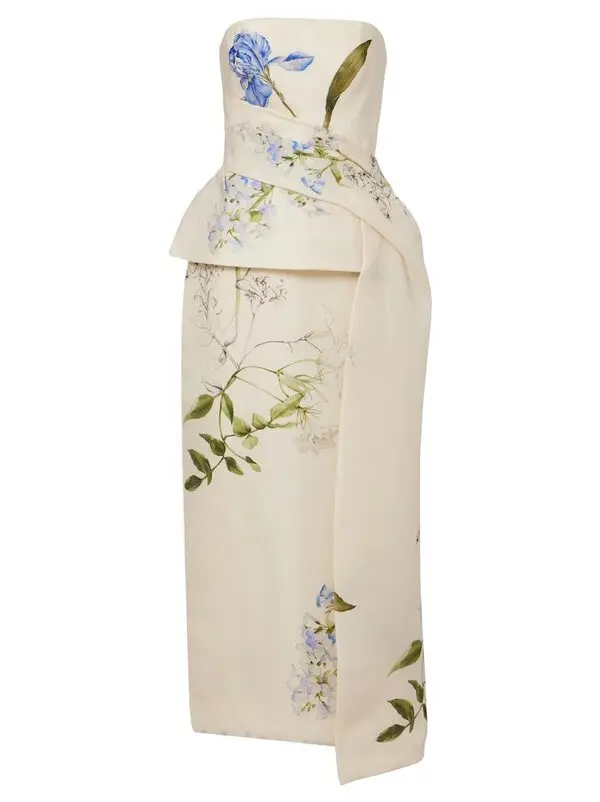 Monique Lhuillier Floral Silk Cocktail Dress - White
