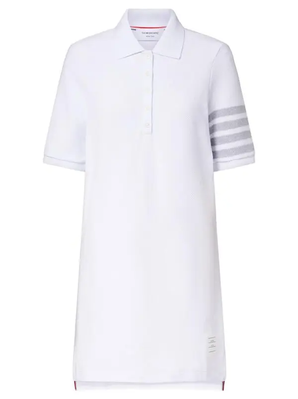 Thom Browne 4-bar Cotton Piqué Polo Dress - White