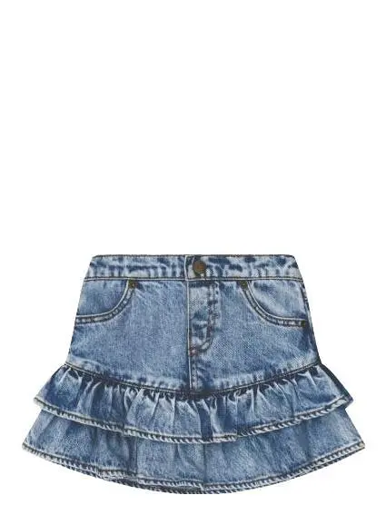 HUXBABY Dreamy Denim Tiered Mini Skirt - Denim Blue