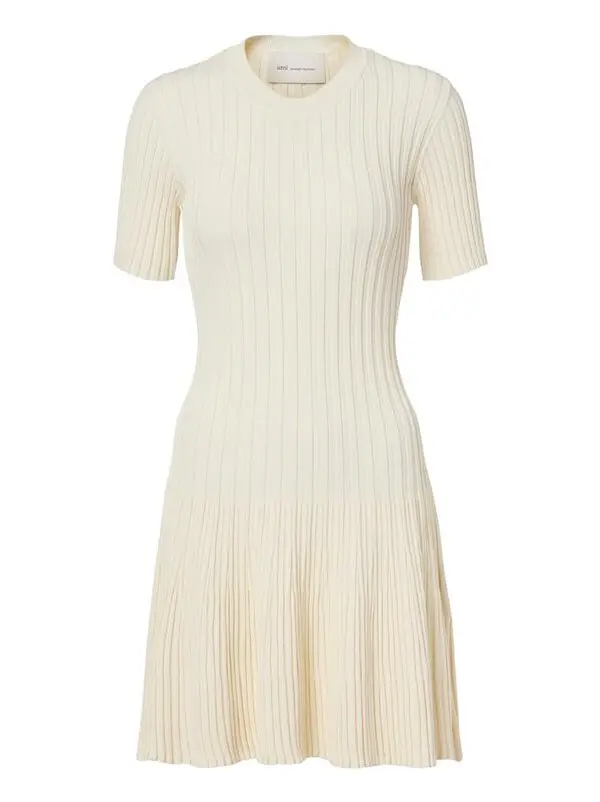 Ami Ribbed-knit Minidress - White